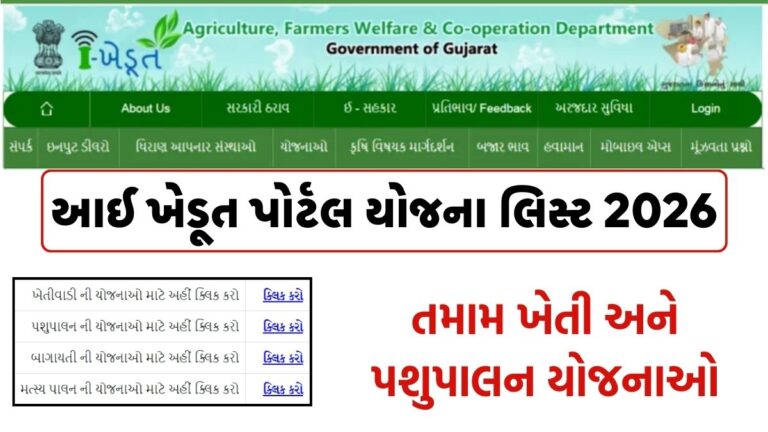આઈ ખેડૂત પોર્ટલ યોજના લિસ્ટ 2026 તમામ ખેતી અને પશુપાલન યોજનાઓ : Ikhedut ...